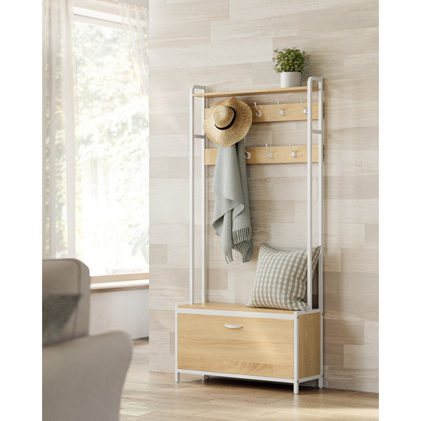 Latitude Run Aliehs Hall Tree 30cm Wide with Bench and Shoe Storage | Wayfair.ie